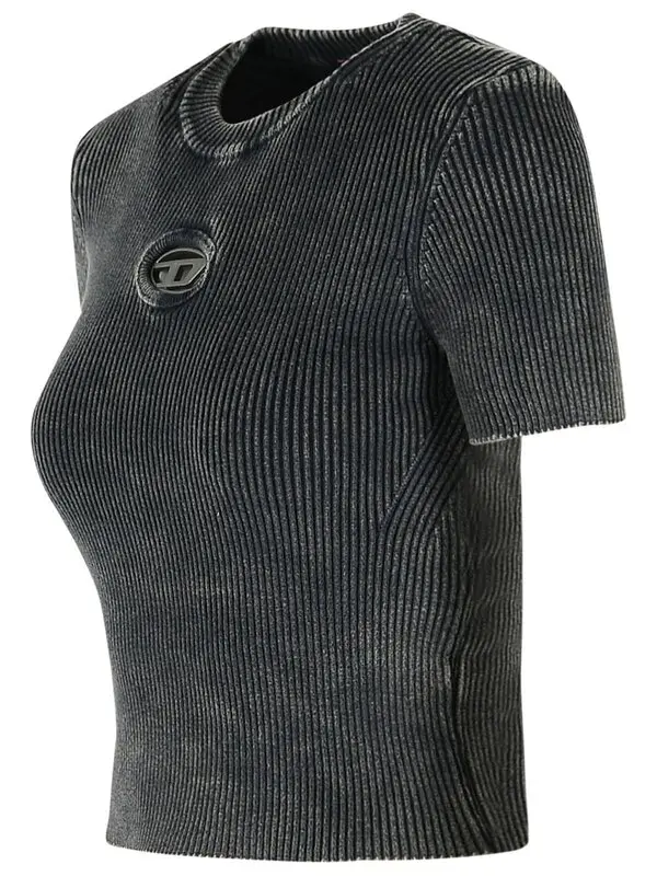 DIESEL® Ribbed Cotton T-shirt With Oval D Logo