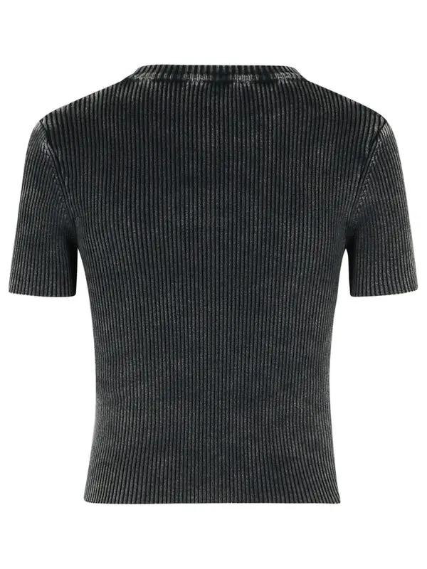 DIESEL® Ribbed Cotton T-shirt With Oval D Logo
