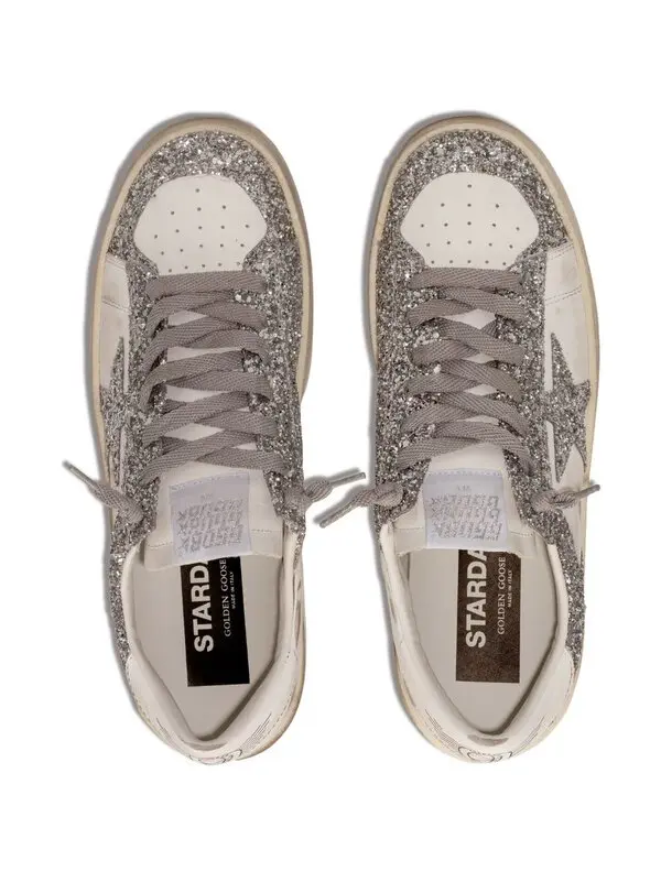GOLDEN GOOSE Stardan Glitter Detail Leather Sneakers - Multicolor