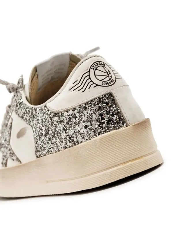 GOLDEN GOOSE Stardan Glitter Detail Leather Sneakers