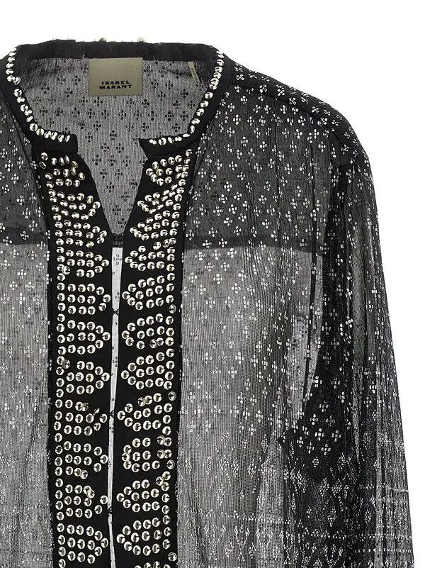 Isabel Marant Étoile Nickie Blouse With Lurex Embroidery And Stud Appliqués