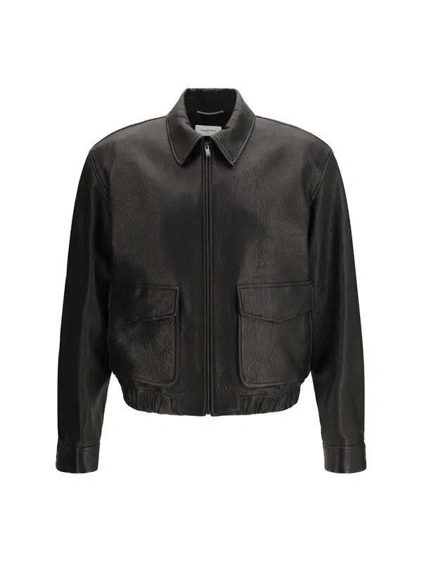 Saint Laurent Short Lamb Leather Jacket With Pointed Collar