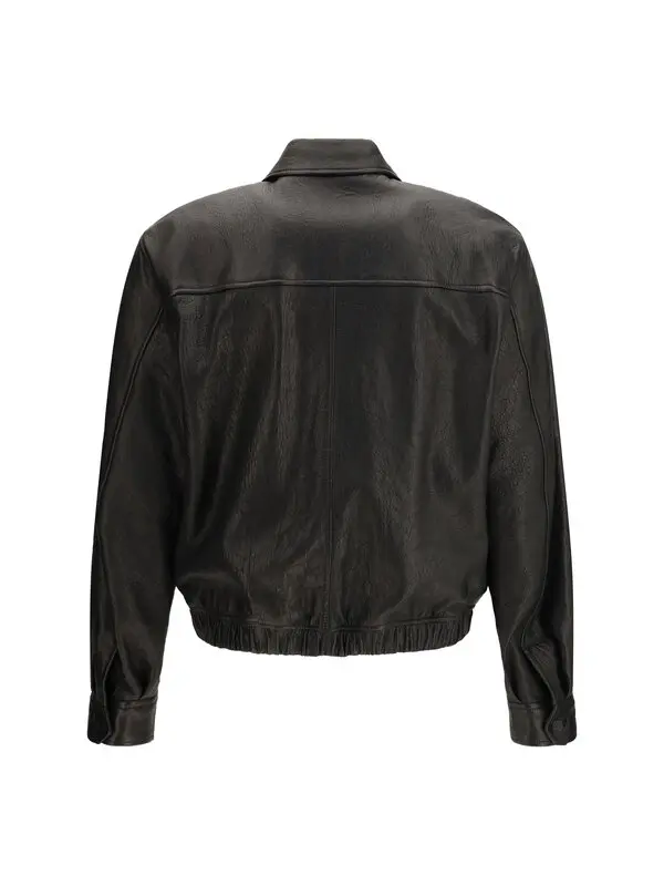 Saint Laurent Short Lamb Leather Jacket With Pointed Collar
