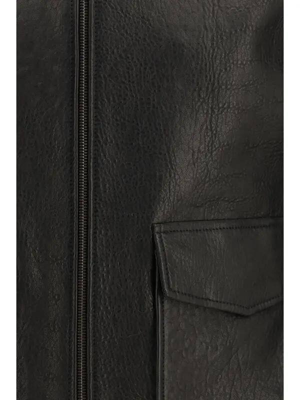Saint Laurent Short Lamb Leather Jacket With Pointed Collar