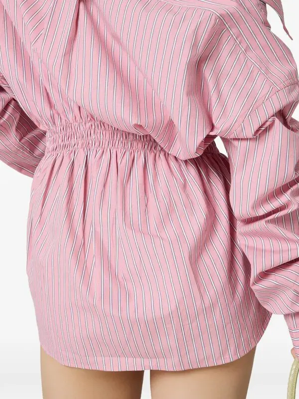 Miu Miu Elasticated Waistband Striped Shirt Mini Dress
