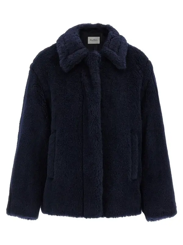 Max Mara Teddy Fabric Short Coat - Blue