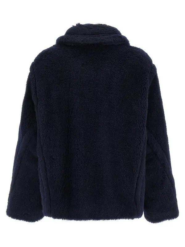 Max Mara Teddy Fabric Short Coat - Blue