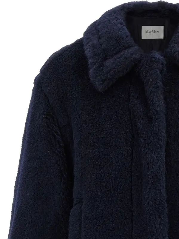 Max Mara Teddy Fabric Short Coat - Blue