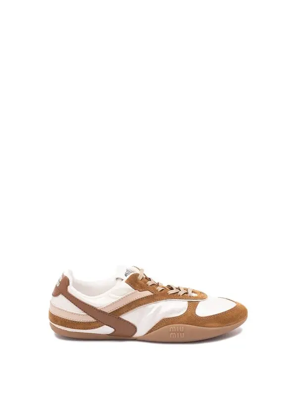 Miu Miu Suede And Canvas Lace-up Sneakers - Multicolor