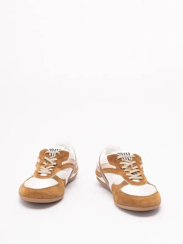 Miu Miu Suede And Canvas Lace-up Sneakers - Multicolor