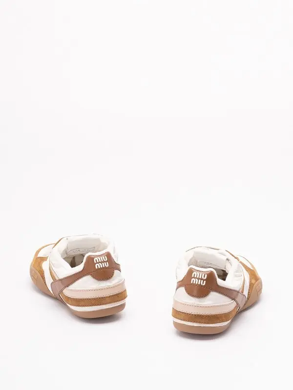 Miu Miu Suede And Canvas Lace-up Sneakers - Multicolor