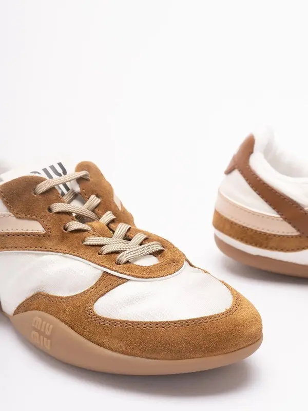Miu Miu Suede And Canvas Lace-up Sneakers - Multicolor