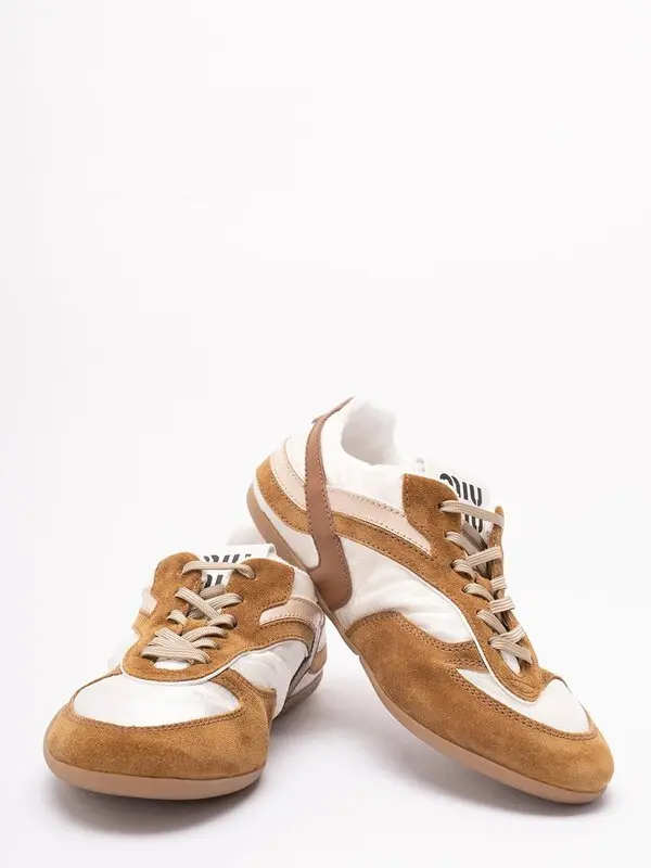 Miu Miu Suede And Canvas Lace-up Sneakers - Multicolor