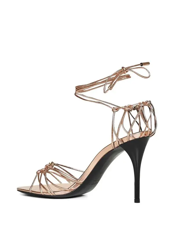 Saint Laurent Babylone" Laminated Leather Sandals - Multicolor