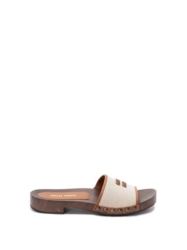 Miu Miu Canvas And Leather Clogs