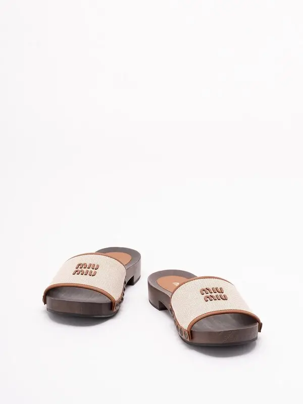 Miu Miu Canvas And Leather Clogs