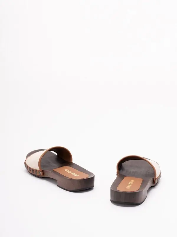 Miu Miu Canvas And Leather Clogs