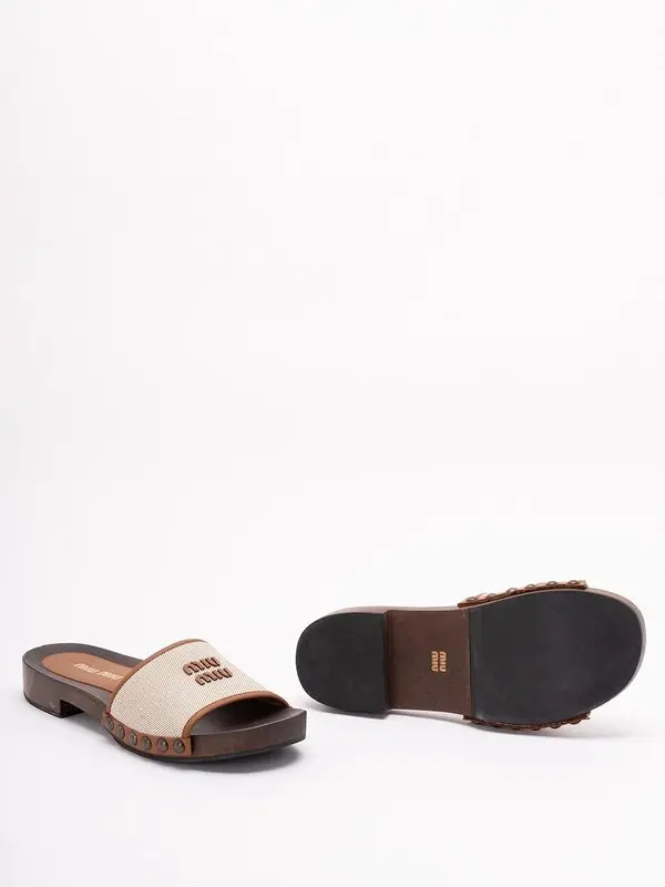 Miu Miu Canvas And Leather Clogs