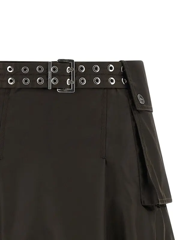 GANNI Duchesse Nylon Pleated Midi Skirt