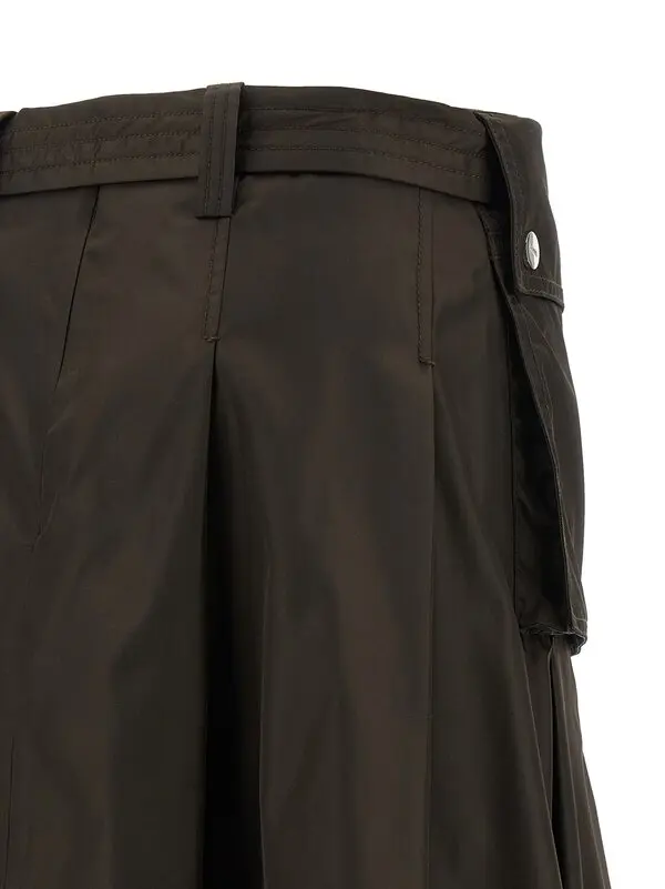 GANNI Duchesse Nylon Pleated Midi Skirt