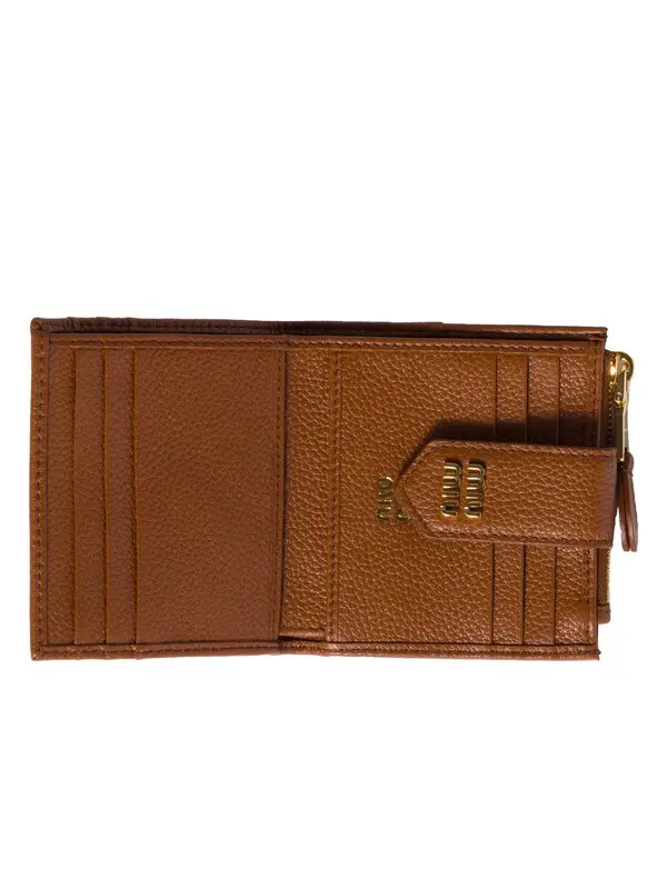 Miu Miu Small Leather Wallet With Coin Case - Brown