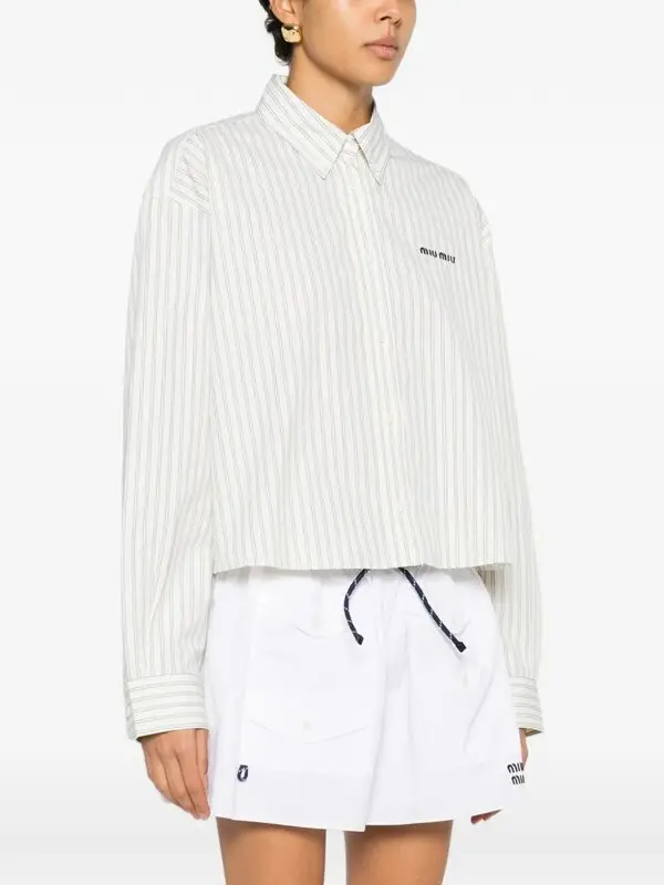 Miu Miu Cropped Striped Shirt - Multicolor