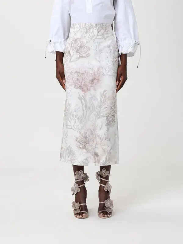 Max Mara Floral Print Midi Skirt