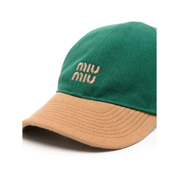 Miu Miu Embroidered Logo Baseball Cap - Green