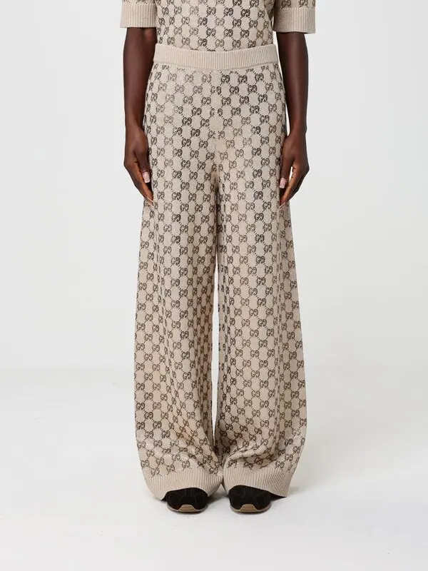 Gucci Beige Monogram Knit Pants