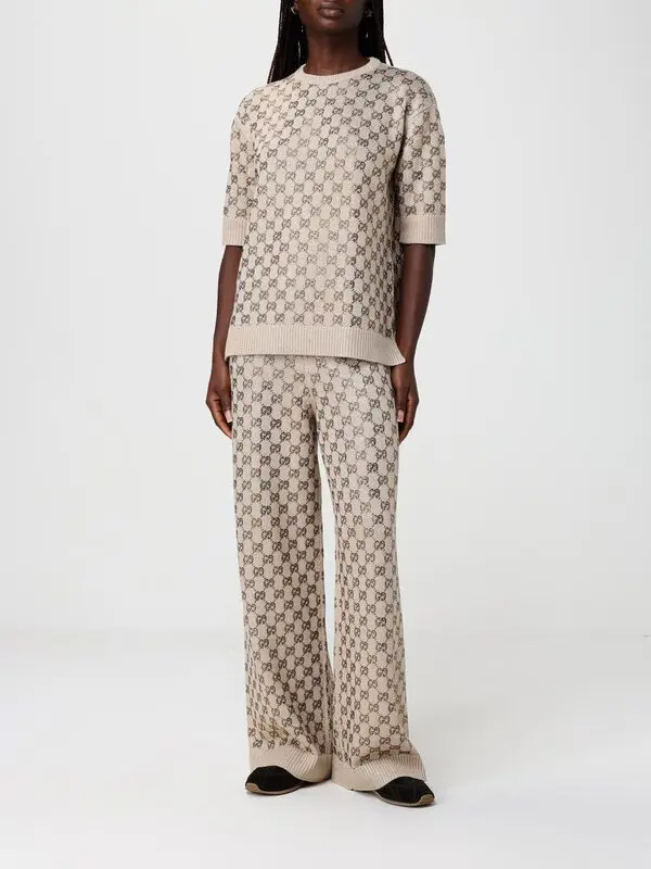 Gucci Beige Monogram Knit Pants