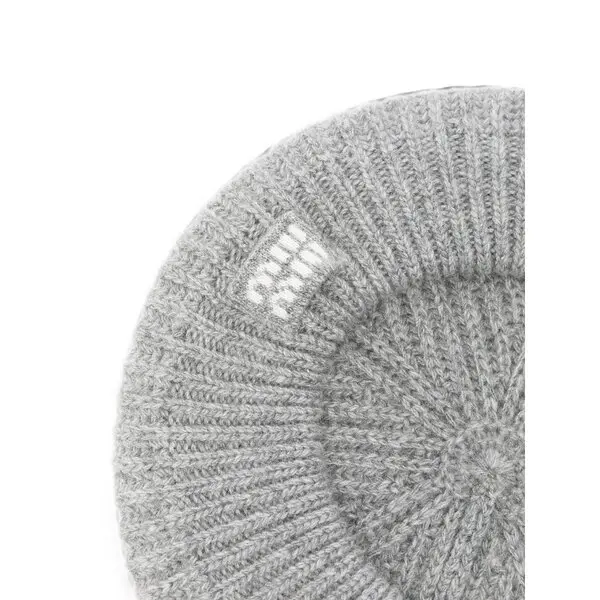 Miu Miu Ribbed Beanie - Gray