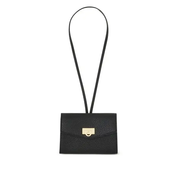 FERRAGAMO Gancini Flip-lock Wrist Strap Foldover Card Holder - Black
