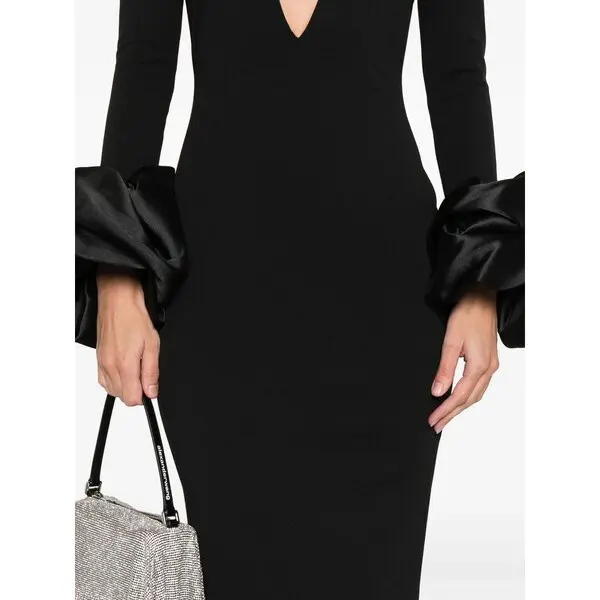 Solace London V-neck Midi Dress With Ruffled Cuffs