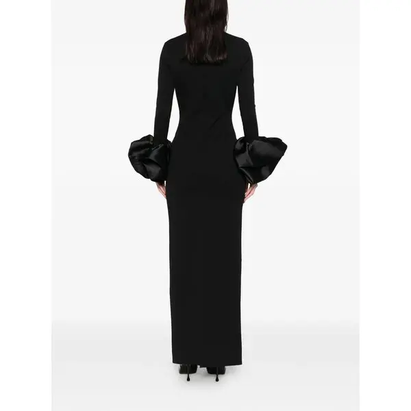 Solace London V-neck Midi Dress With Ruffled Cuffs