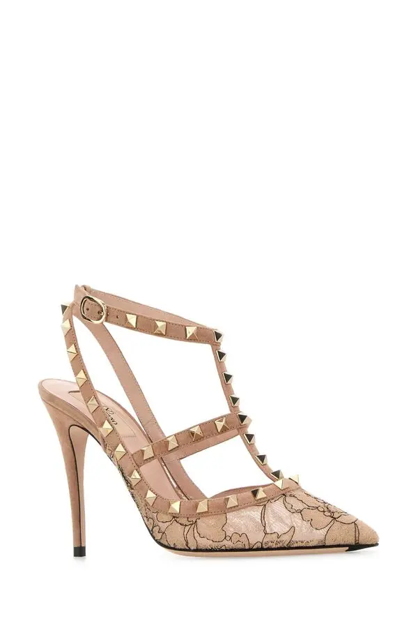 Valentino Garavani Rockstud Lace And Suede Pumps - Multicolor