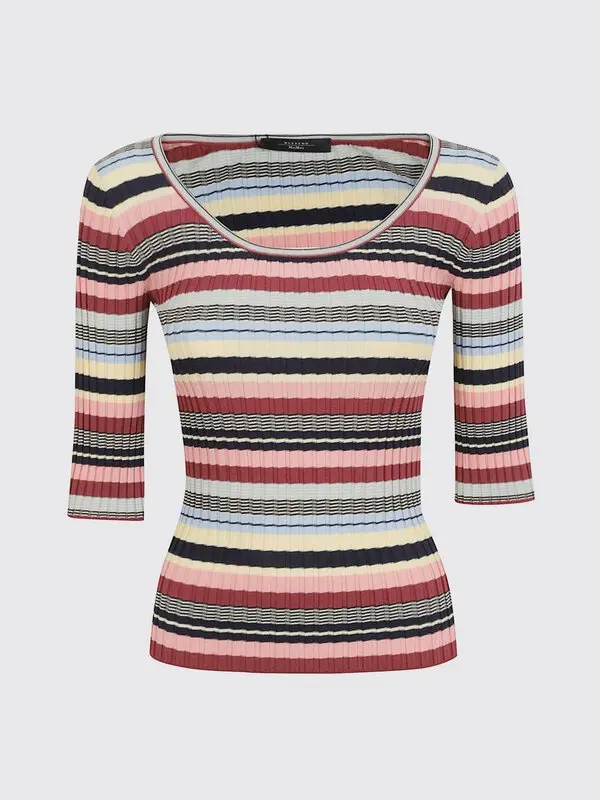 Max Mara Striped Ribbed Knit Sweater - Multicolor