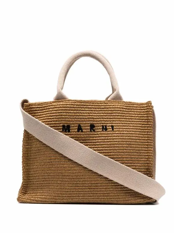 Marni Raffia-effect Tote Bag - Brown