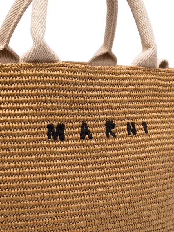 Marni Raffia-effect Tote Bag - Brown