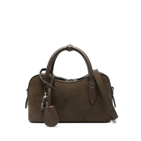 Stella McCartney Dark Top Handle Bag With Padlock Detail - Brown