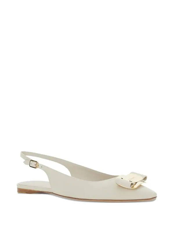 FERRAGAMO Leather Slingback Pumps With Gold-tone Hardware