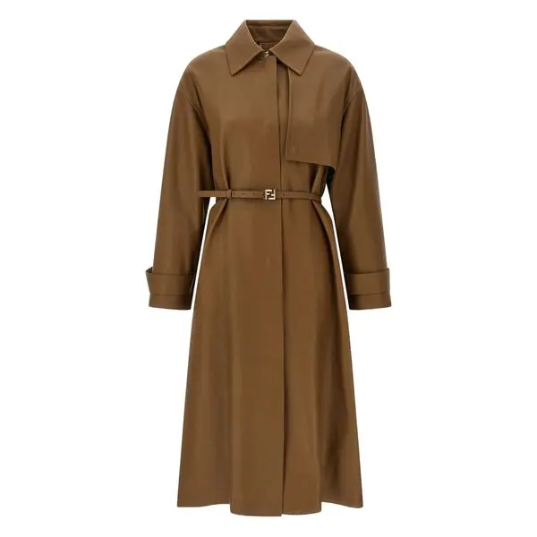 Fendi Lambskin Belted Trench Coat - Brown