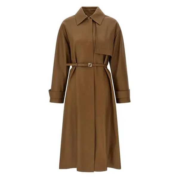 Fendi Lambskin Belted Trench Coat - Brown