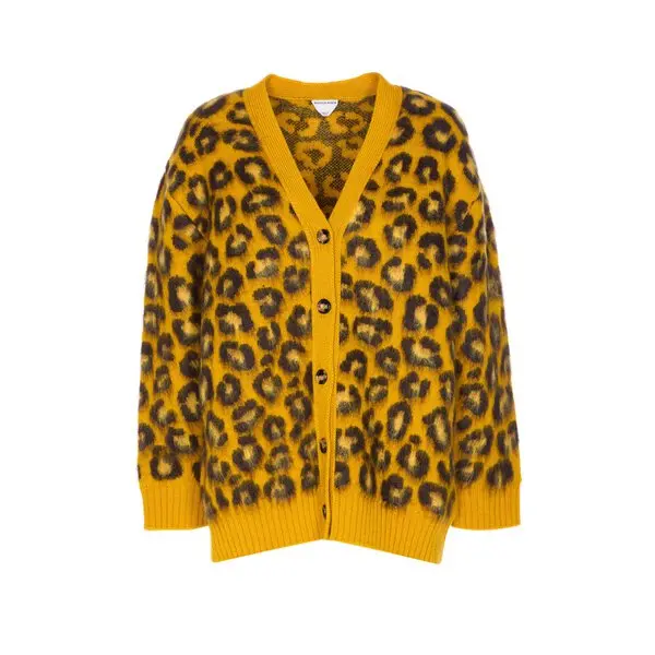 Bottega Veneta Animal Print V-neck Cardigan