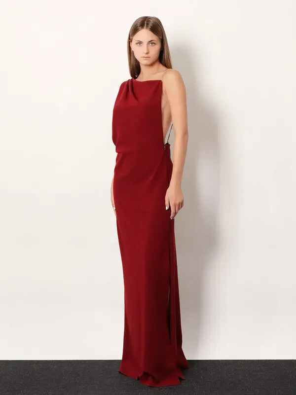 Max Mara Asymmetrical Jewel Detail Maxi Dress - Multicolor