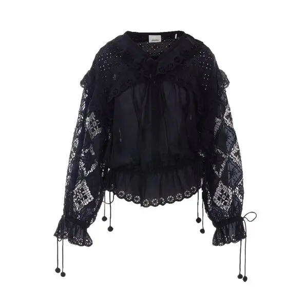 Isabel Marant Étoile Cotton Lace-up Front Blouse - Black