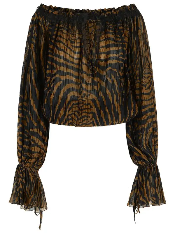 Blumarine Viscose Chiffon Blouse - Brown