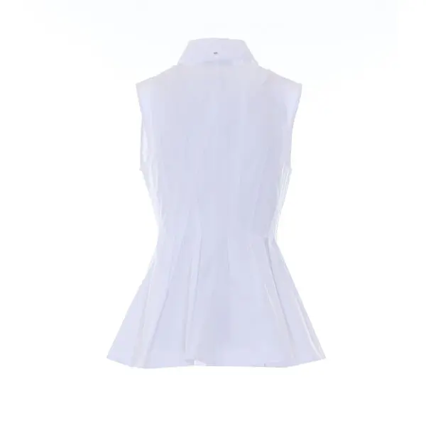 Sportmax Sleeveless Crew Neck Pleated Shirt - White