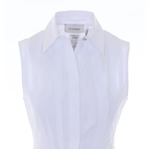 Sportmax Sleeveless Crew Neck Pleated Shirt - White