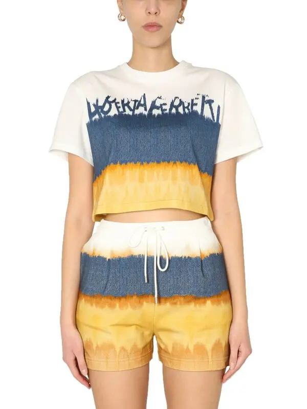 Alberta Ferretti Cropped Printed T-shirt - Yellow