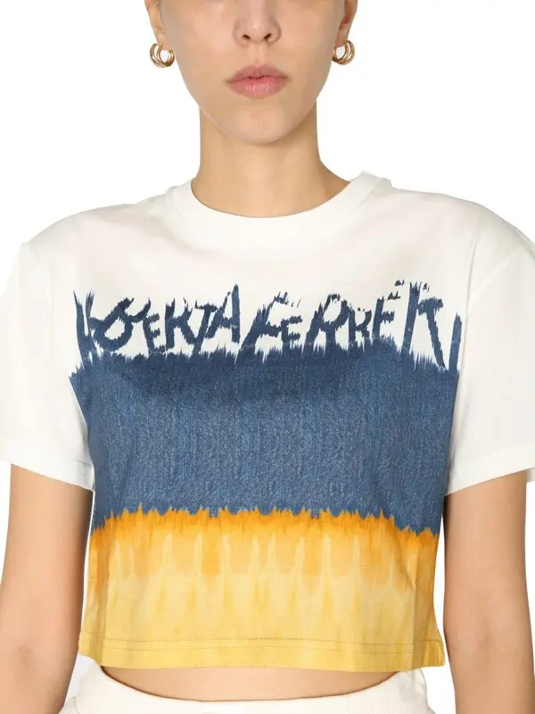 Alberta Ferretti Cropped Printed T-shirt - Yellow